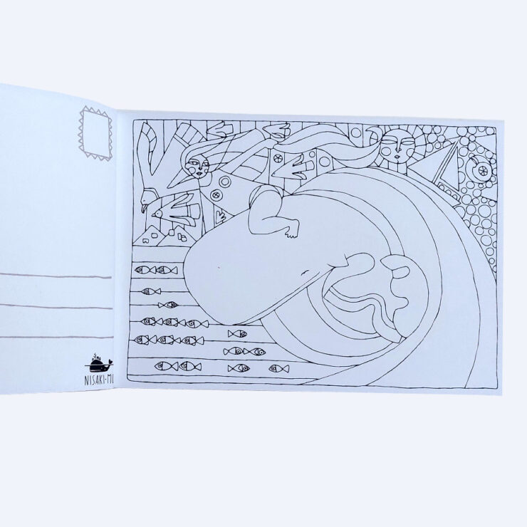Postcard coloring book (12 designs & 12 coloring pages) | Nisaki Mu